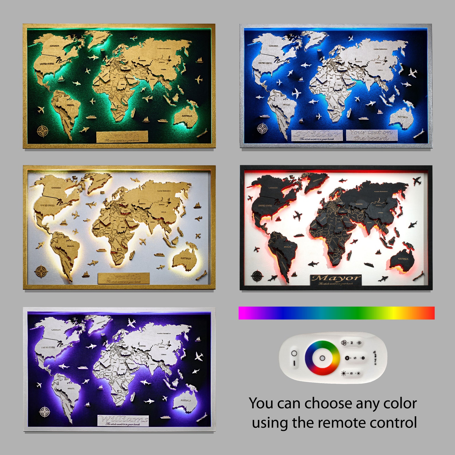 3d World Map,5d Illuminated World Map With Remote Control,personalized ...