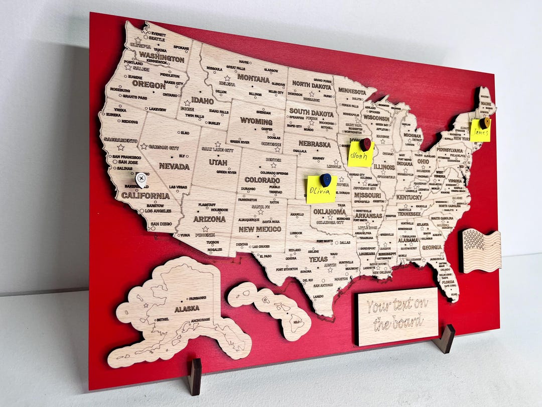 USA Push Pin Travel Map for Wall, United States Map Wall Decor ...