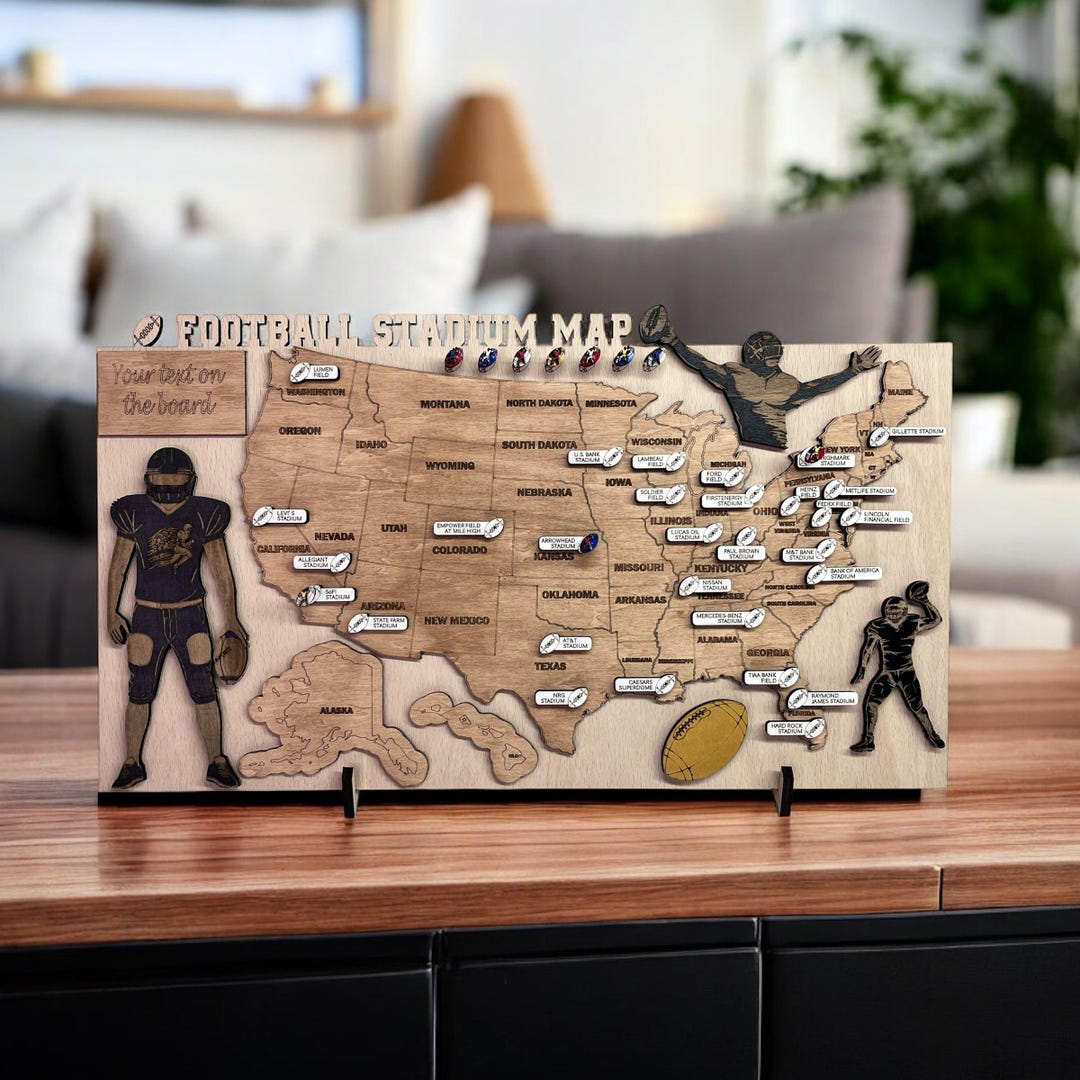 Wooden USA Rugby Stadium Map, Customized Wall Art for Rugby Fans, Rugby ...