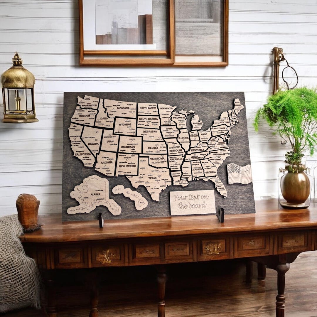 Wooden USA Map, Customizable Travel Map, Unique Wall Art, Perfect Gift ...