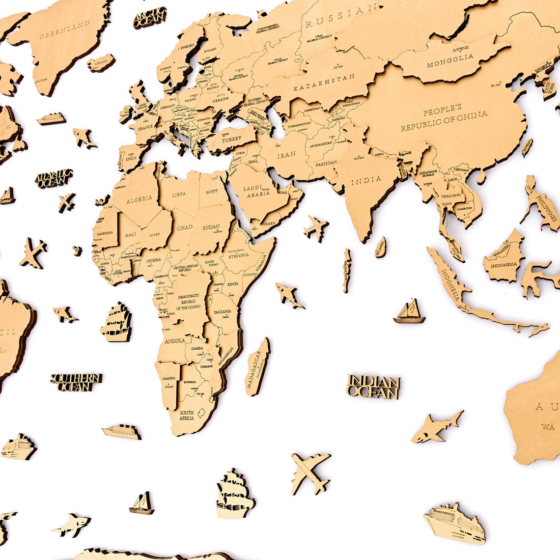 Large Wall Map, the Loft Style Wooden World Map for Wall Decor ...