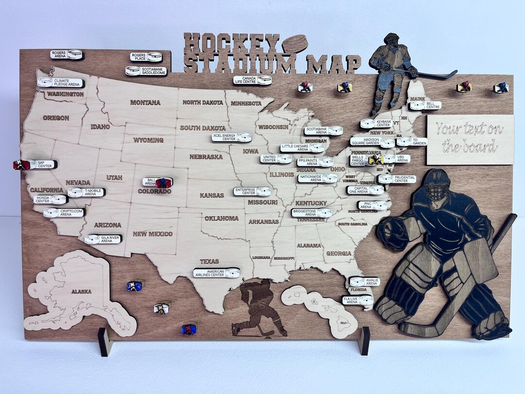 Handmade Hokey Stadium Wooden Map Decor, Sports Theme Wall Art, Sports ...