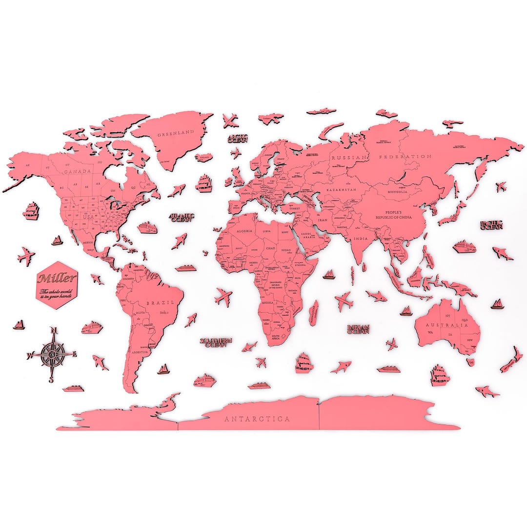 Wooden World Map Wall Decor, Rustic Map Decor, Wall Hanging Map, Global ...