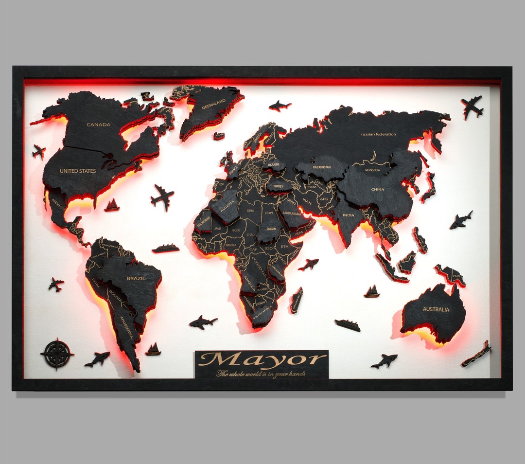 Personalized Map,personalized Gift,wooden World Map,decor,gift for a ...