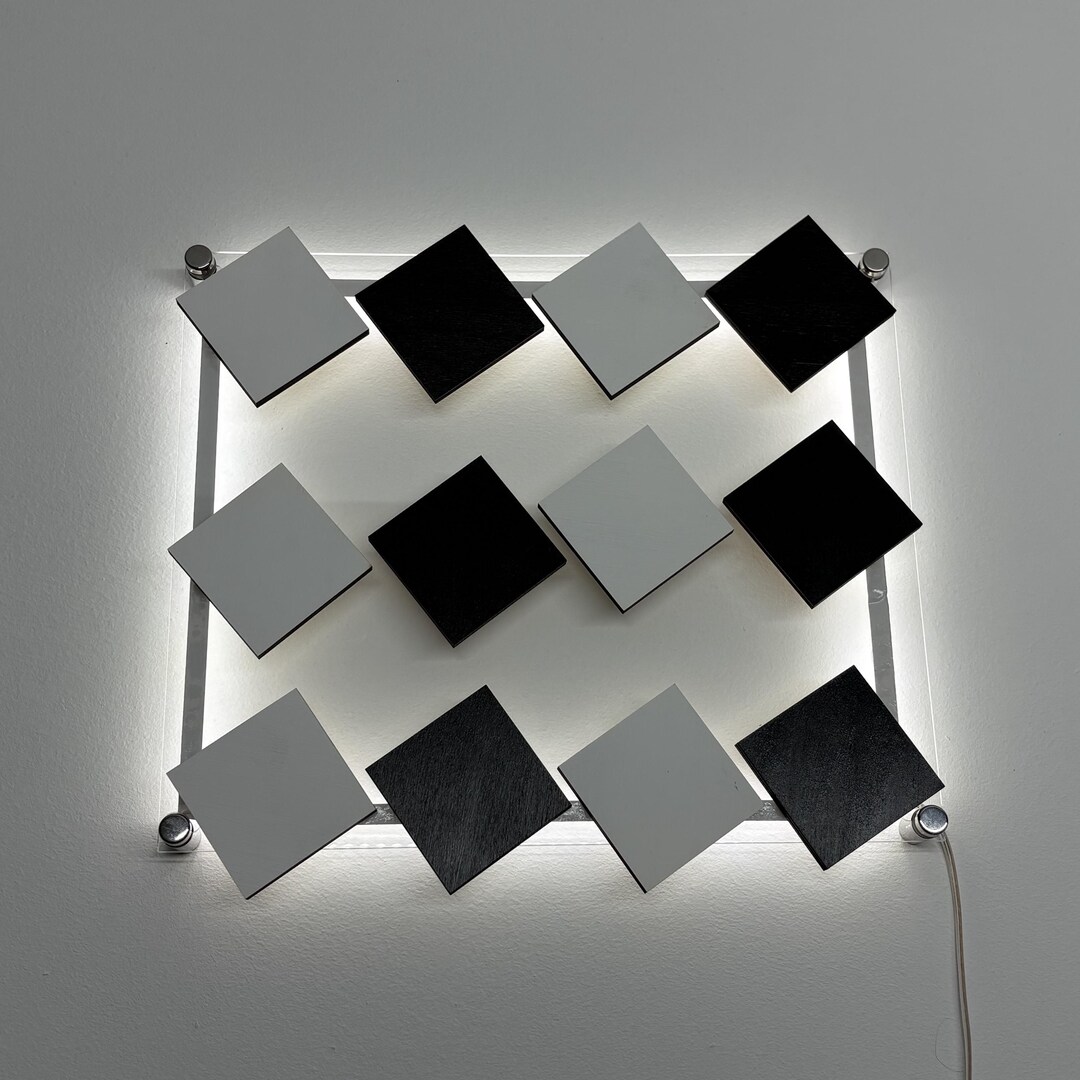 Wall Hanging Lamp Custom LED Wall Lamp With Black Squares Personalized ...
