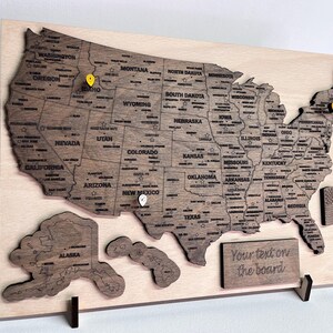 Framed American Art US Map With Pins, Home Decor, Wall Display, United ...