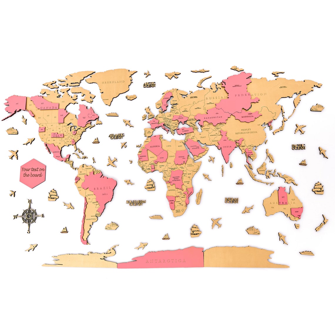 Large Wall Map, the Loft Style Wooden World Map for Wall Decor ...