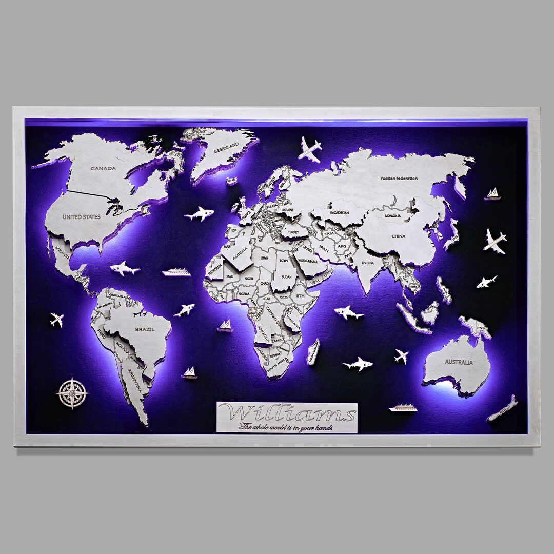 3d World Map,5d Illuminated World Map With Remote Control,personalized ...