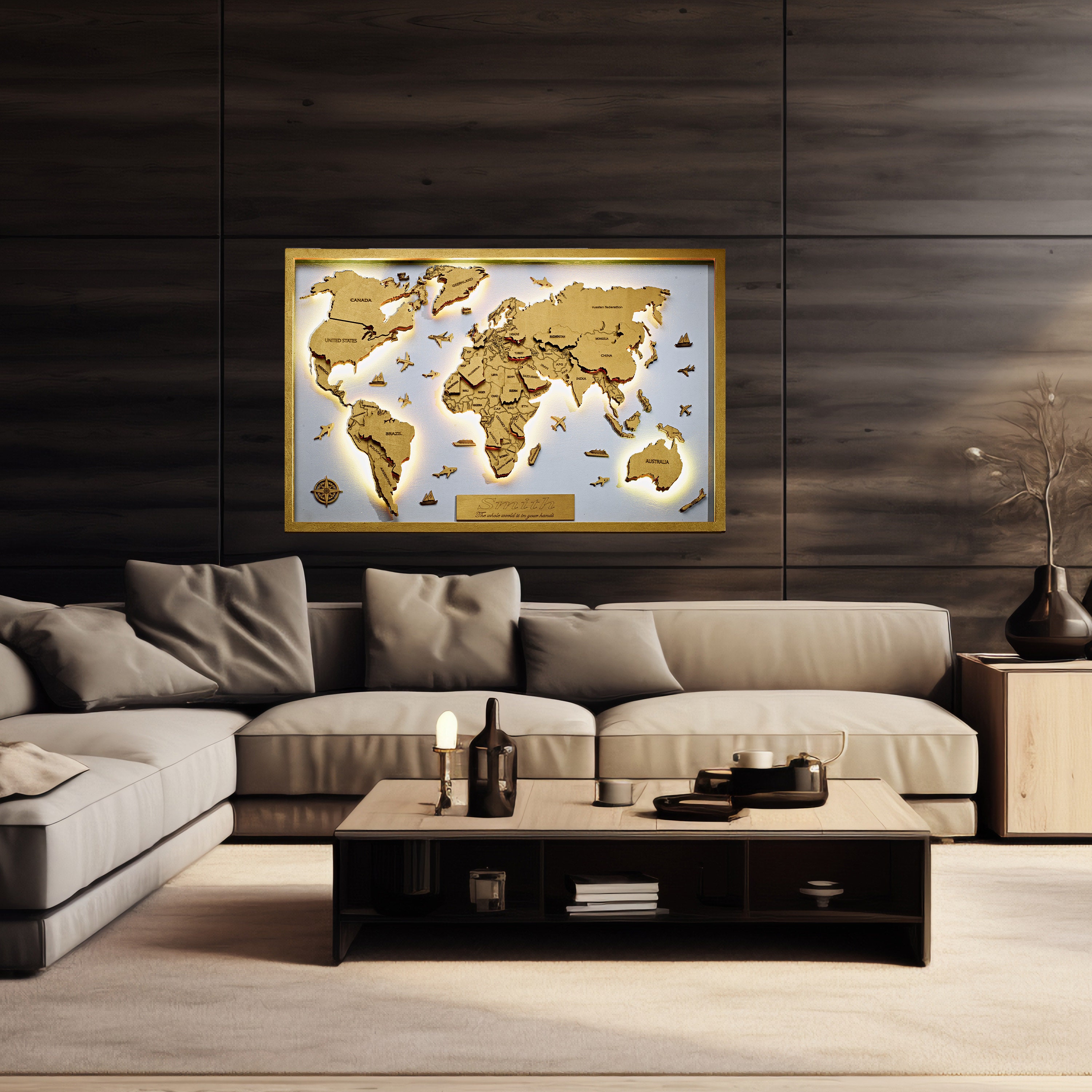 3d World Map,5d Illuminated World Map With Remote Control,personalized ...