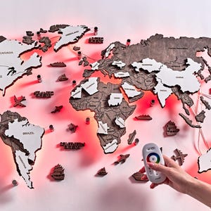 LED Backlight Wooden World Map Wall Decoration Above Bed Decor ...