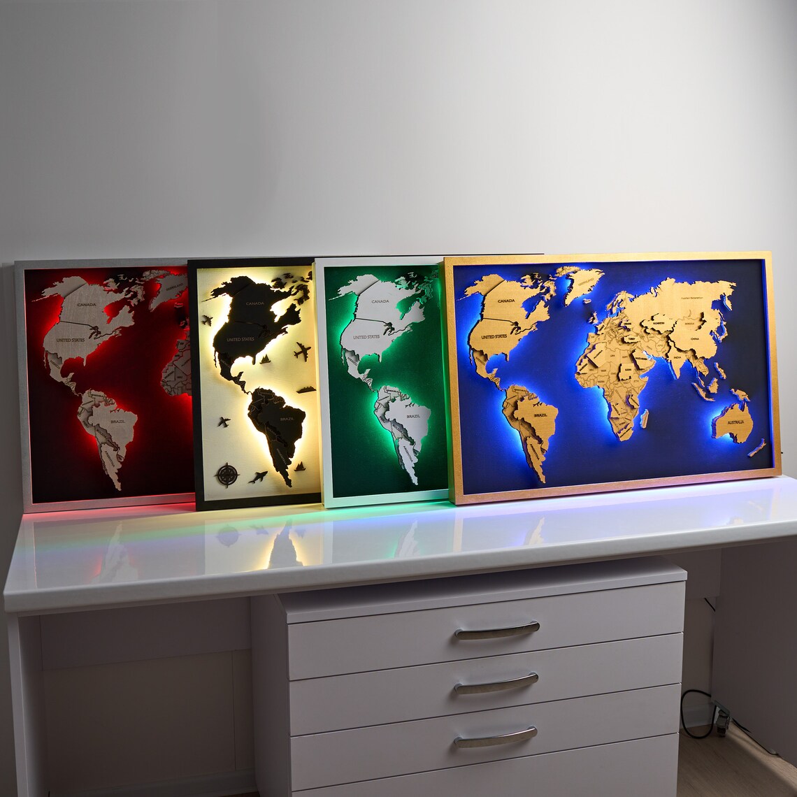 3d World Map,5d Illuminated World Map With Remote Control,personalized ...