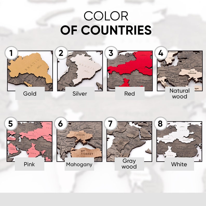 Wooden World Map, 3D World Map, Large Map, Brown Color Wood Map, Wooden ...