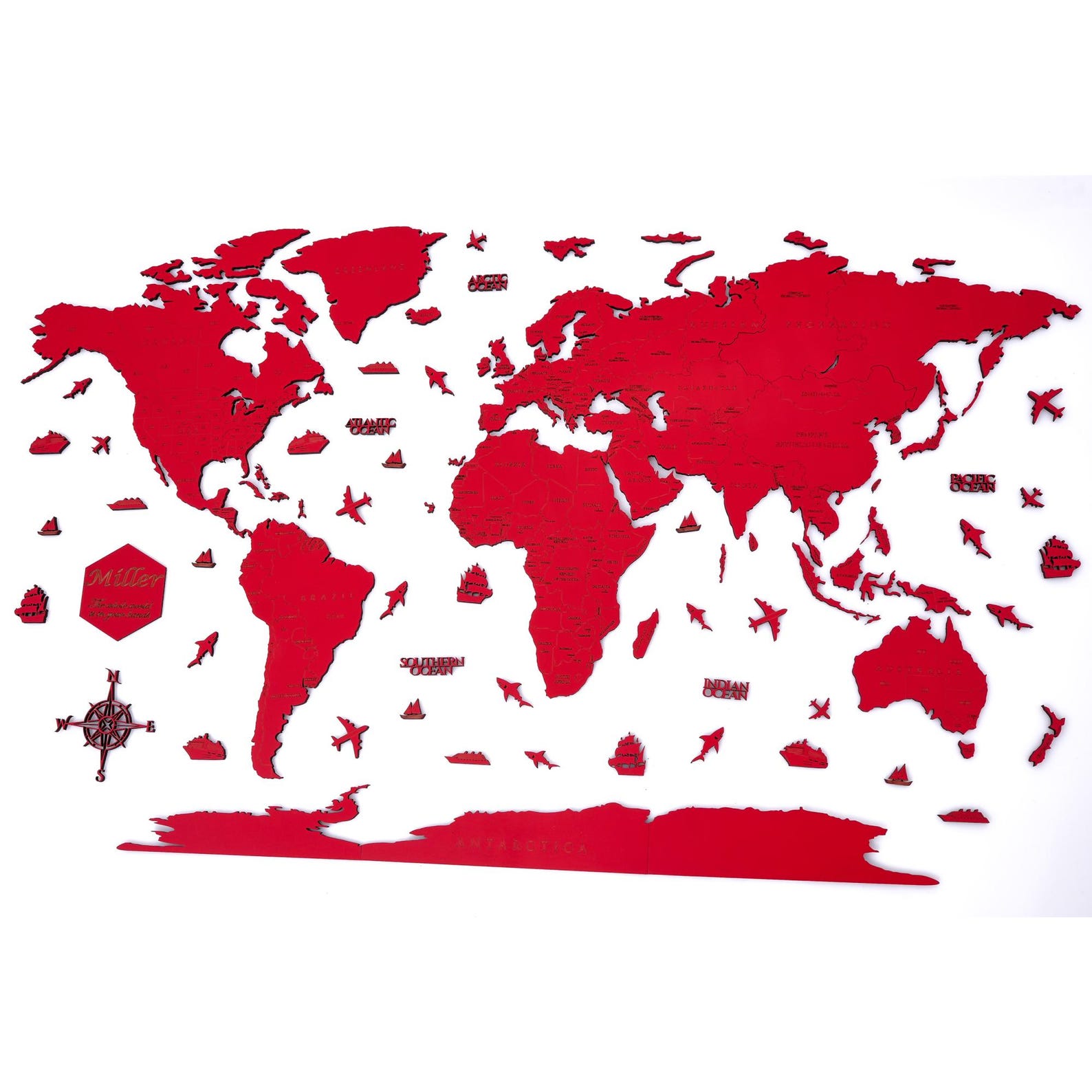 Wood World Map Wall Decor, Housewarming Gift, Large Wall Art, Gift for ...