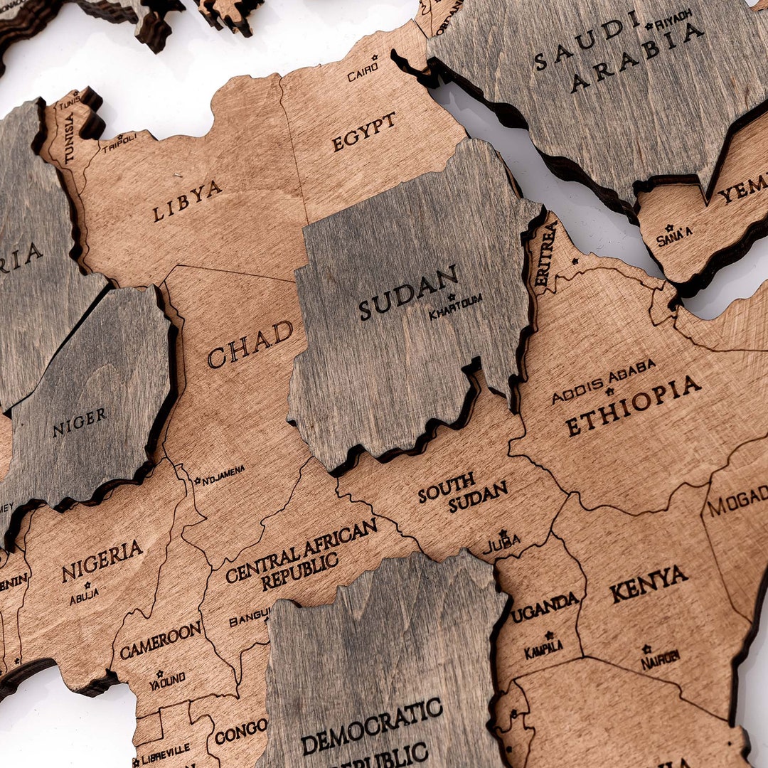 Buy World Map Push Pin, 3d Wooden World Map, Rustic Wall Art, DIY Wall ...