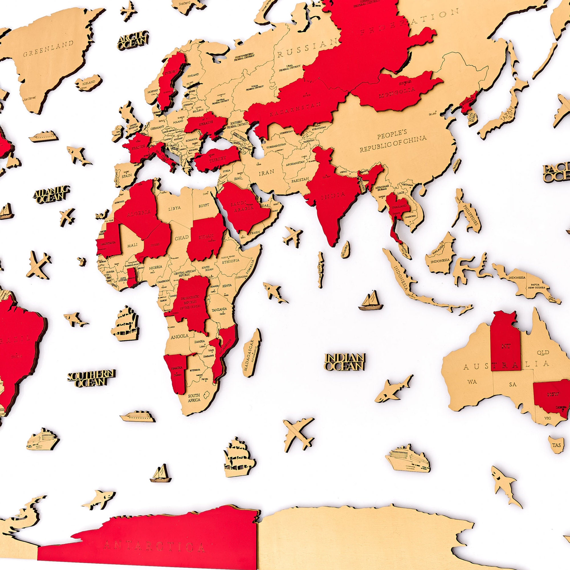 Large Wall Map, the Loft Style Wooden World Map for Wall Decor ...
