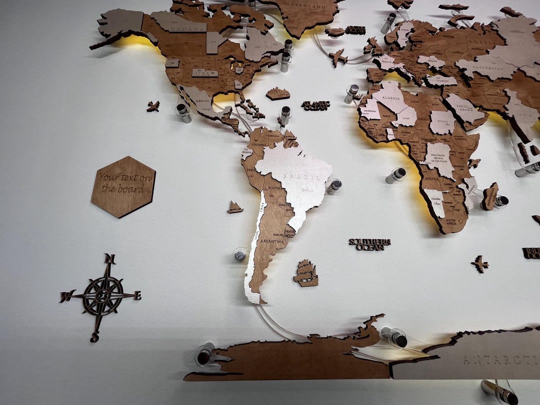 Wood Engraved Maps, Led Wood World Map, Wood World Map Led, 3d Wooden ...