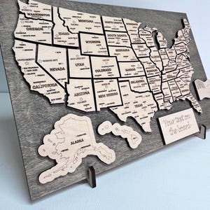 United States Wood Map for Traveler USA Wall Decor Unique Anniversary ...