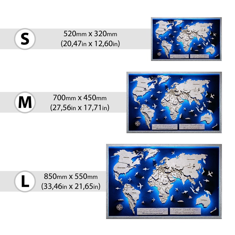 Mapa del mundo 3d, mapa del mundo iluminado 5d con control remoto, mapa ...