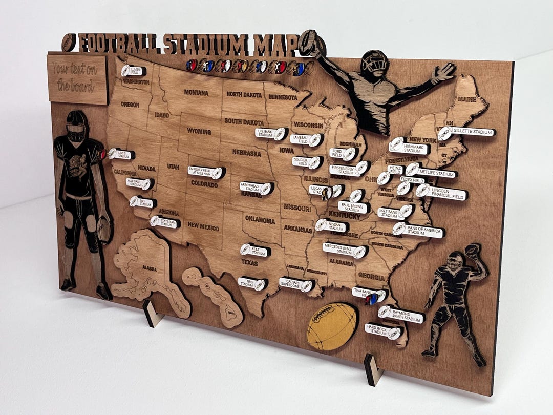Rugby Wall Hanging USA Stadium Wood Map, US Map Rugby Wall Hanging ...