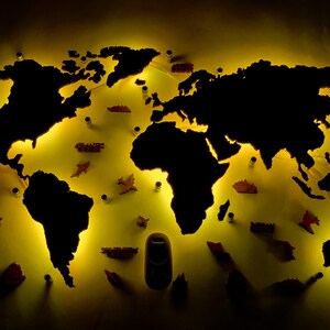 LED Travel World Map Pin Board Personalized, 5th Anniversary Gift ...