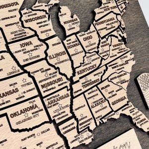 United States Wood Map for Traveler USA Wall Decor Unique Anniversary ...