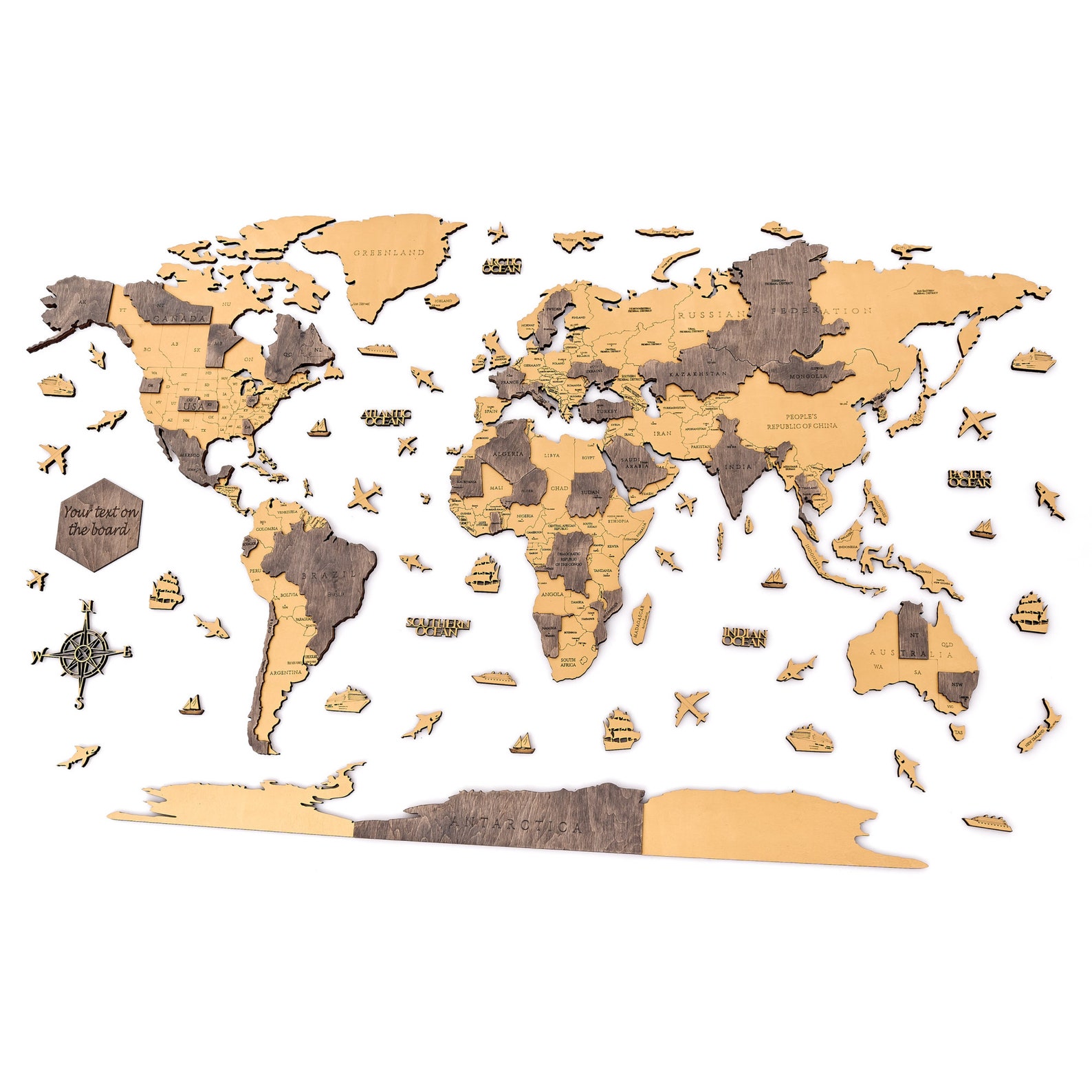 Large Wall Map, the Loft Style Wooden World Map for Wall Decor ...