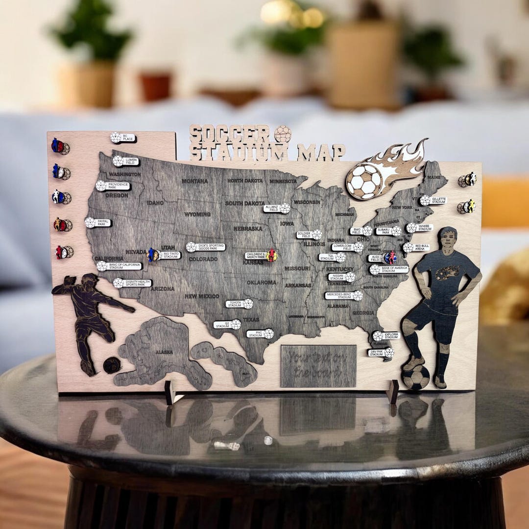 Custom Soccer Stadium Map, Personalized Gift for Coaches, Unique USA ...