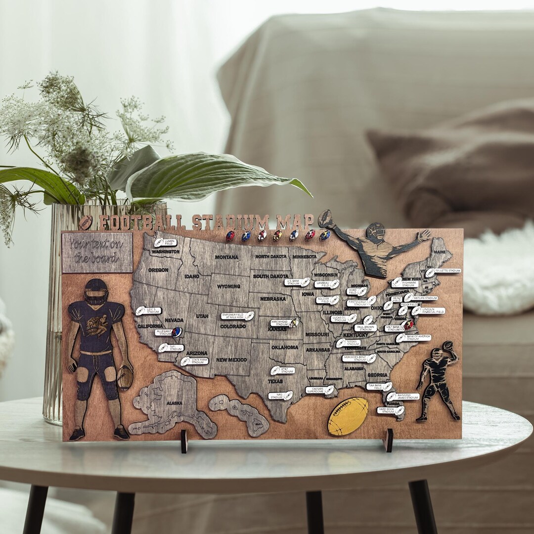 Rugby Wall Hanging USA Stadium Wood Map, US Map Rugby Wall Hanging ...