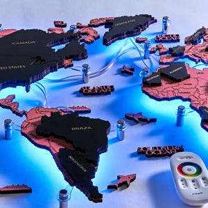 Push Pin Travel Map With LED Lights, World Map Wall Decor, Levitate ...