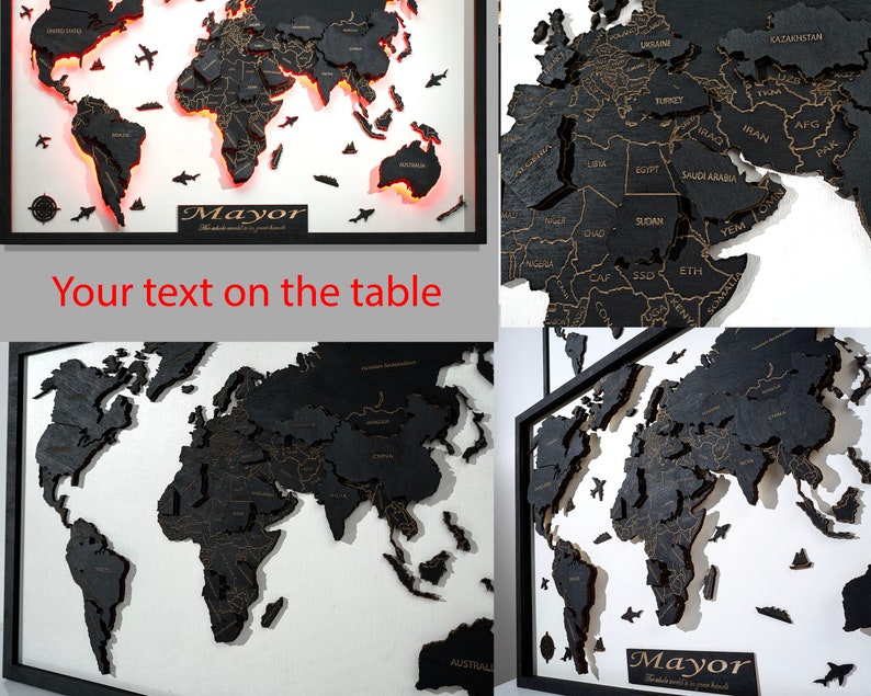 Personalized Travel Map, Above Bed Decor, Pin Board Apartment Decor, 3d ...