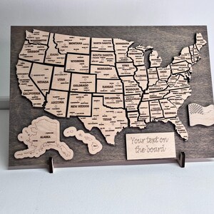 United States Wood Map for Traveler USA Wall Decor Unique Anniversary ...