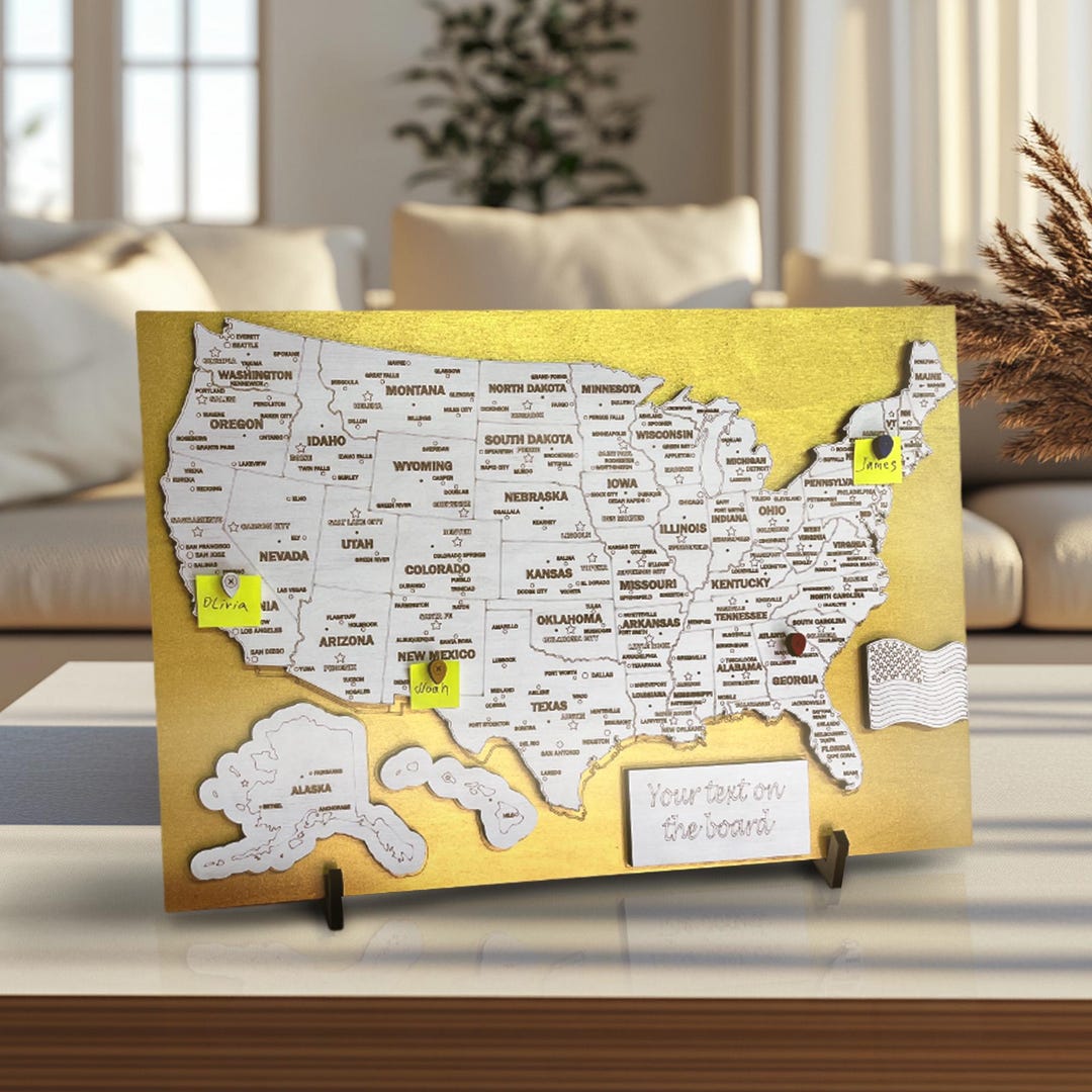 Personalized USA Travel Map With Pins, Wooden United States Map, Custom ...