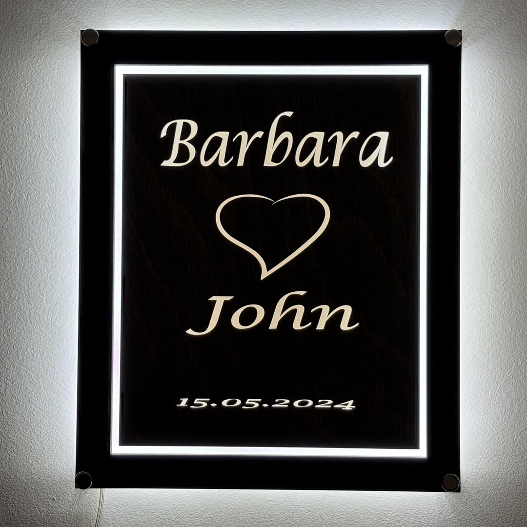 Custom Name Led Frame Custom Wooden Wall Light Panel Anniversary Wall ...