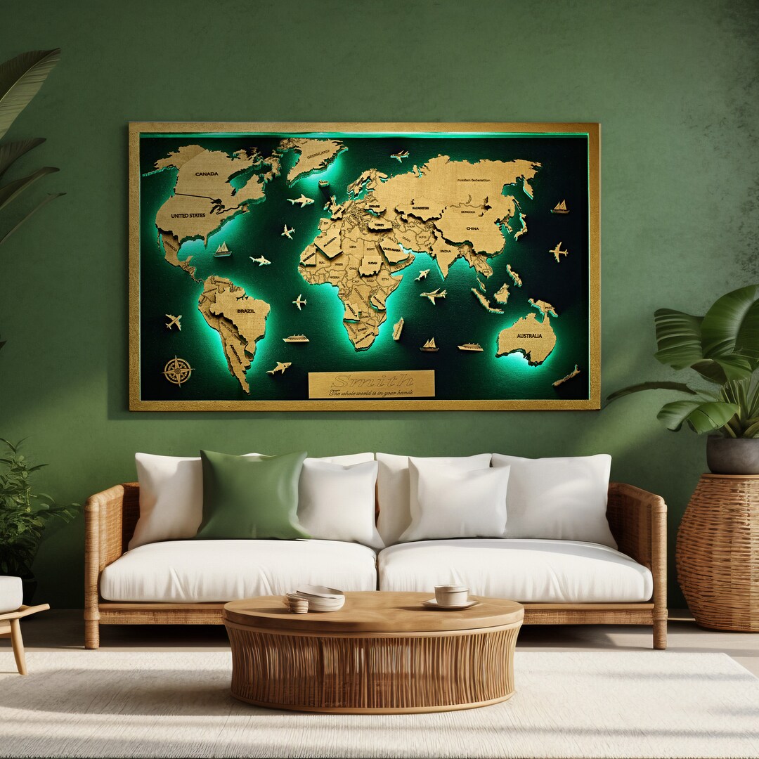 3d World Map,5d Illuminated World Map With Remote Control,personalized ...