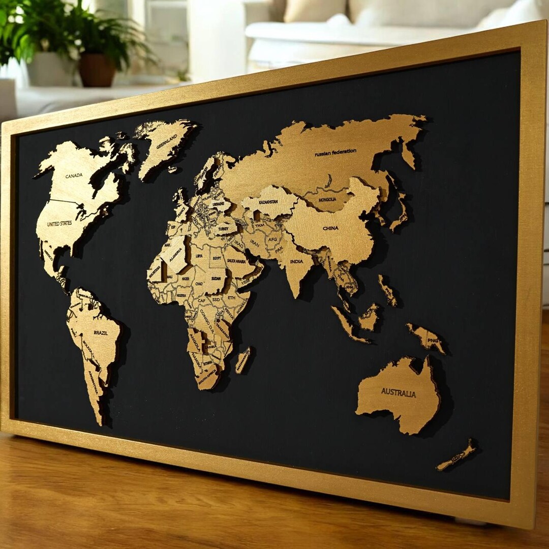 LED Wooden World Map 3D Wall Decor Wooden World Map Home Decor Wood ...