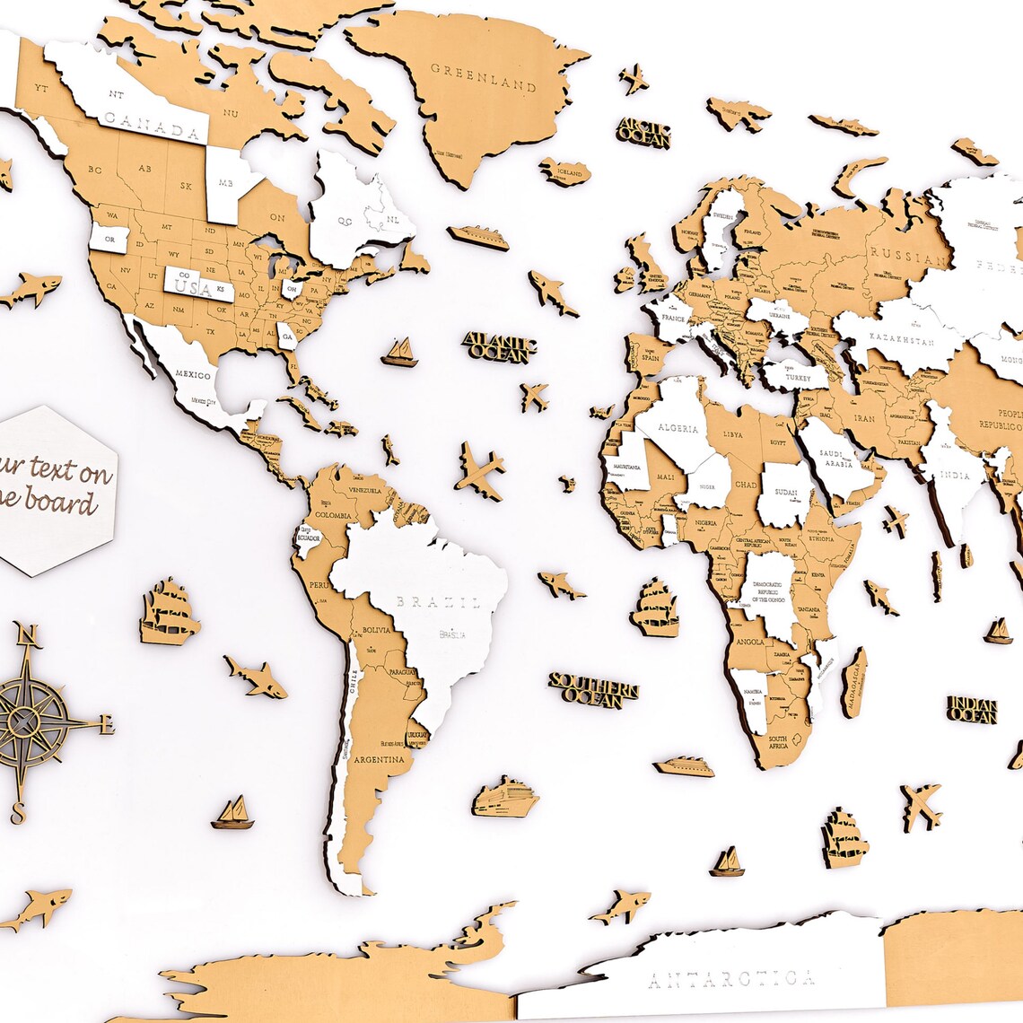 Large Wall Map, the Loft Style Wooden World Map for Wall Decor ...