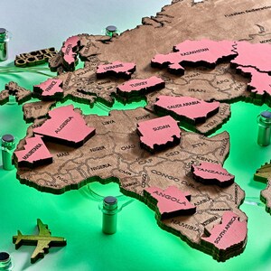 LED Travel World Map Pin Board Personalized, 5th Anniversary Gift ...