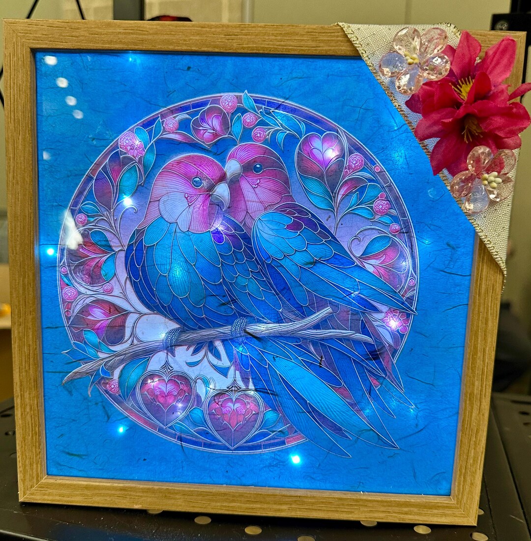 Love Birds Lighted Shadow Box 8”x8” - New for 2025 - Etsy
