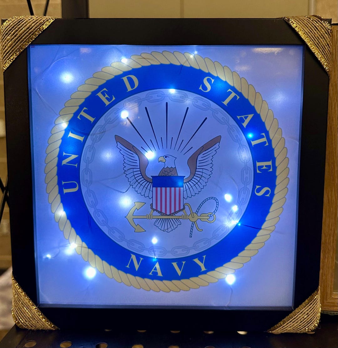 U.S. Navy Lighted Shadow Box 8”x8” - Etsy