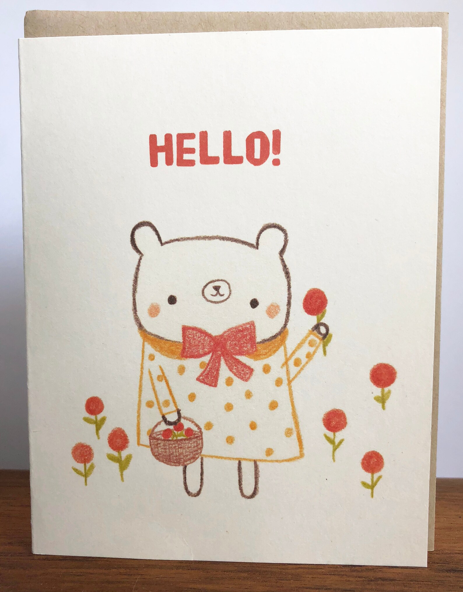 Hello Bear Greeting Card | Etsy
