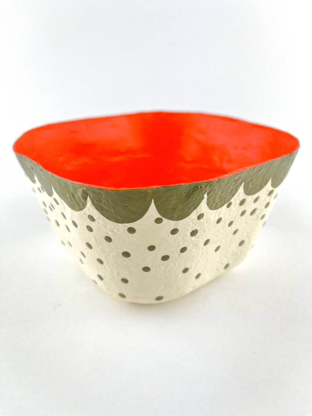 Olive and Orange Paper Mache Bowl - Etsy