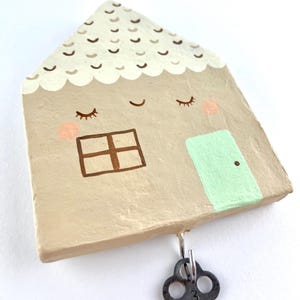 Sleepy House Paper Mache Key Hook - Etsy