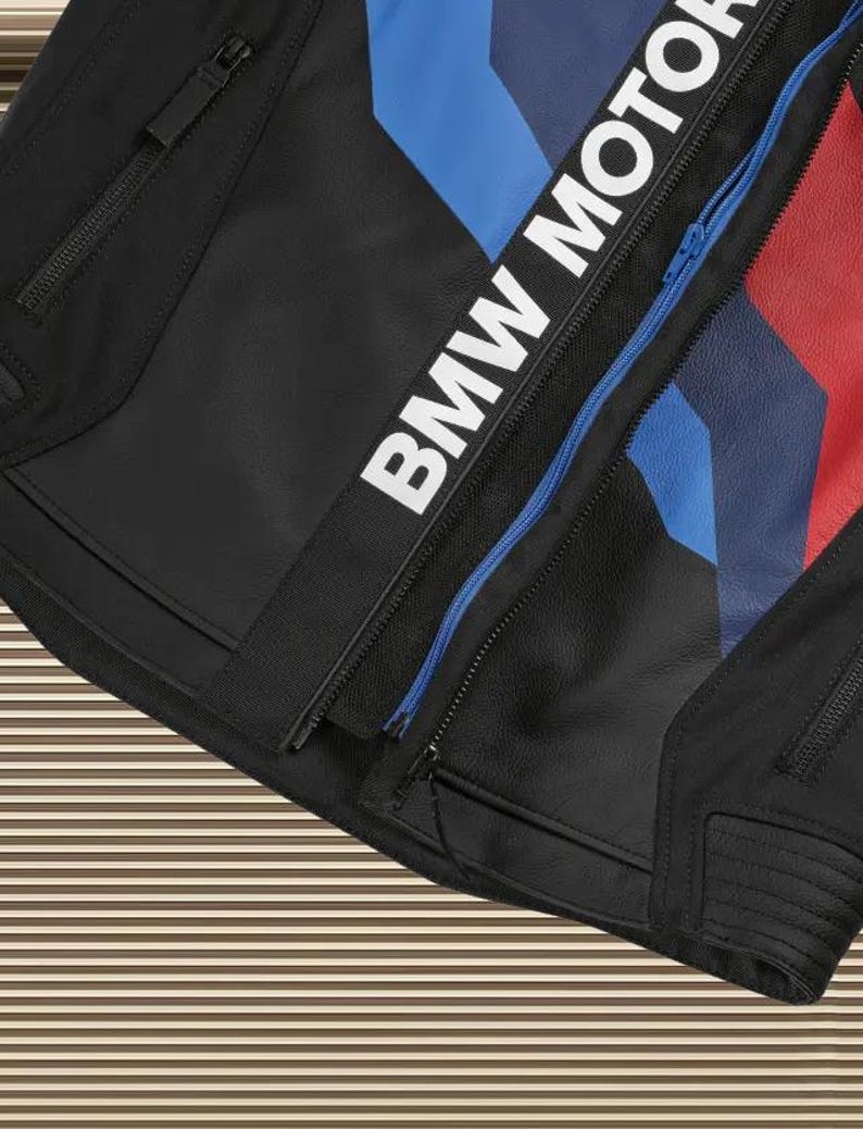 BMW Motorrad Black Motorcycle Racing Leather Jacket Genuine Cowhide ...