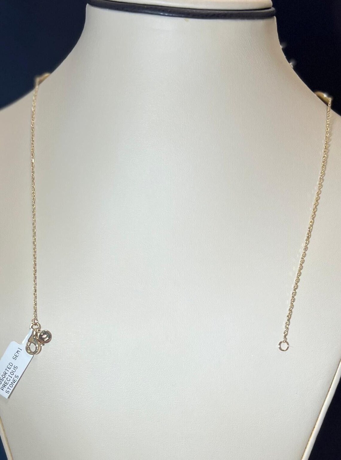 14K Yellow Gold Natural Assorted Semi Precious Gemstone Chain Necklace ...