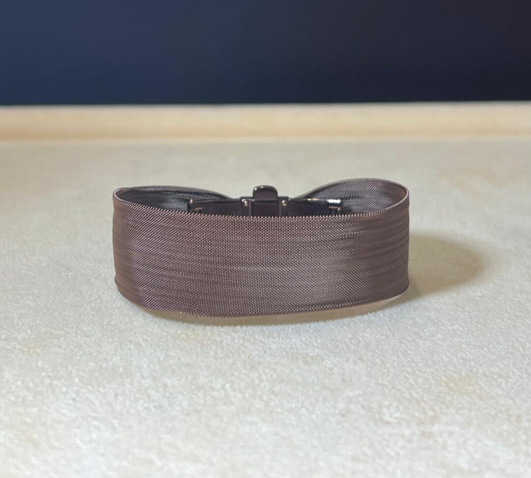 Mini Stainless Steel Mesh Bangle in Brown With Push Button Clasp - Etsy