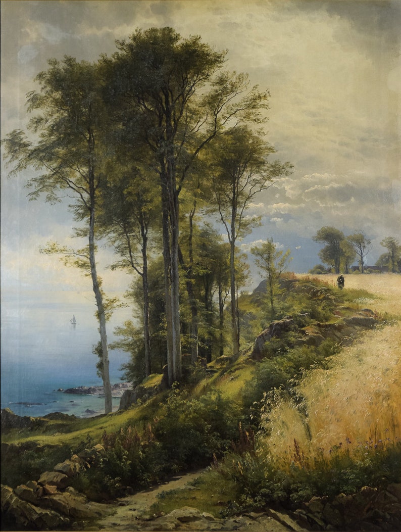Carl Frederik Aagaard “klipper I En Bygmark, 1887 Vintage Landscape ...