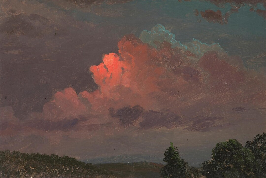 Frederic Edwin Church Red Sunset Sky Landscape Painting Poster Canvas ...