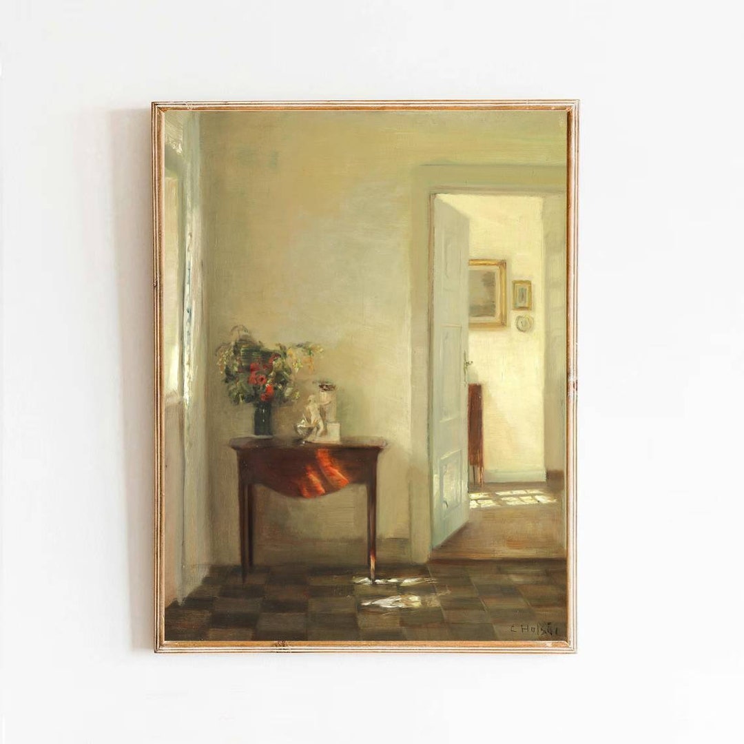 Carl Vilhelm Holsoe Interior Painting Poster Canvas Print Textured ...