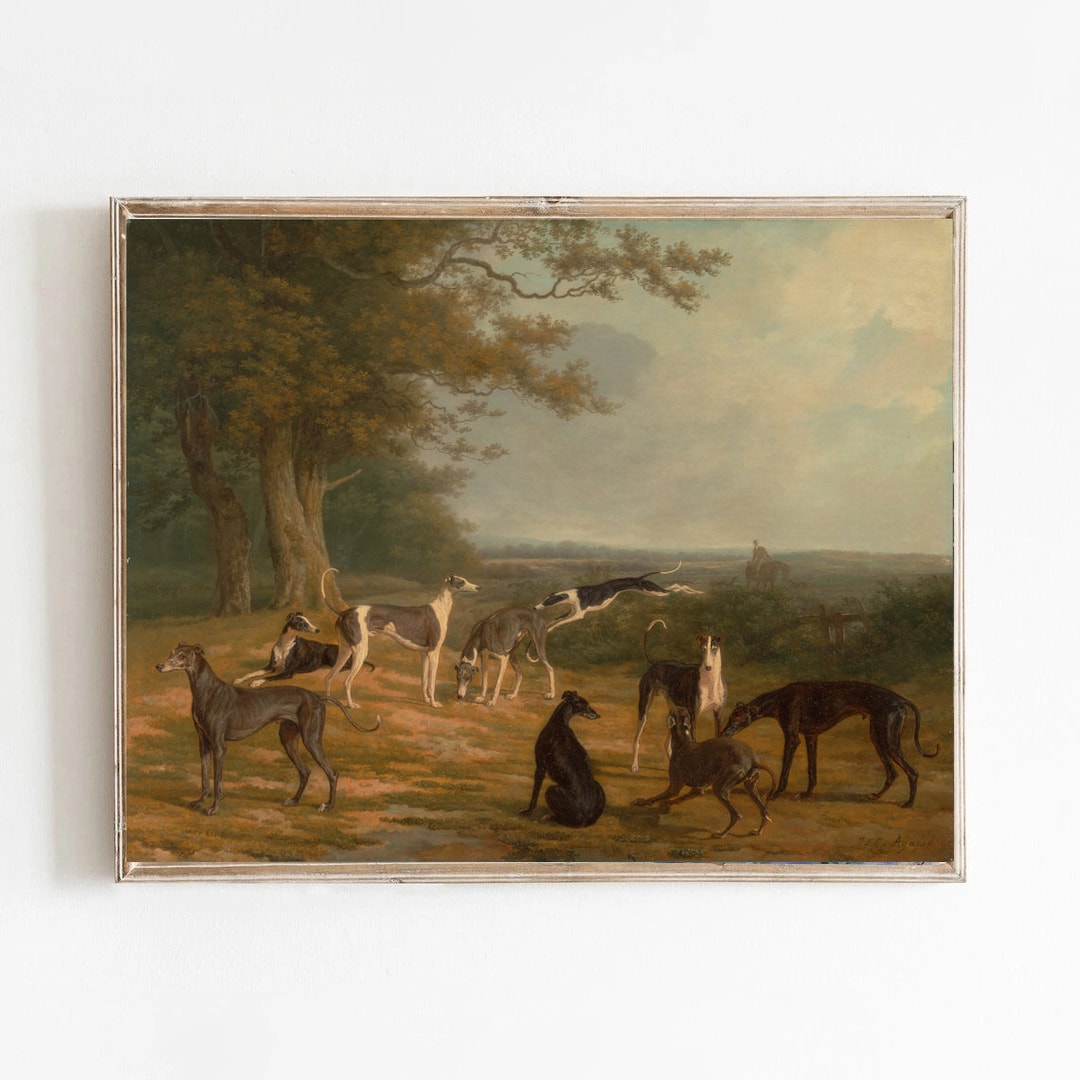 Jacques-laurent Agasse - Nine Greyhounds in a Landscape Painting Poster ...