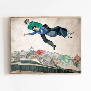 Over the Town by Marc Chagall Posters Painting Canvas Print Textured ...